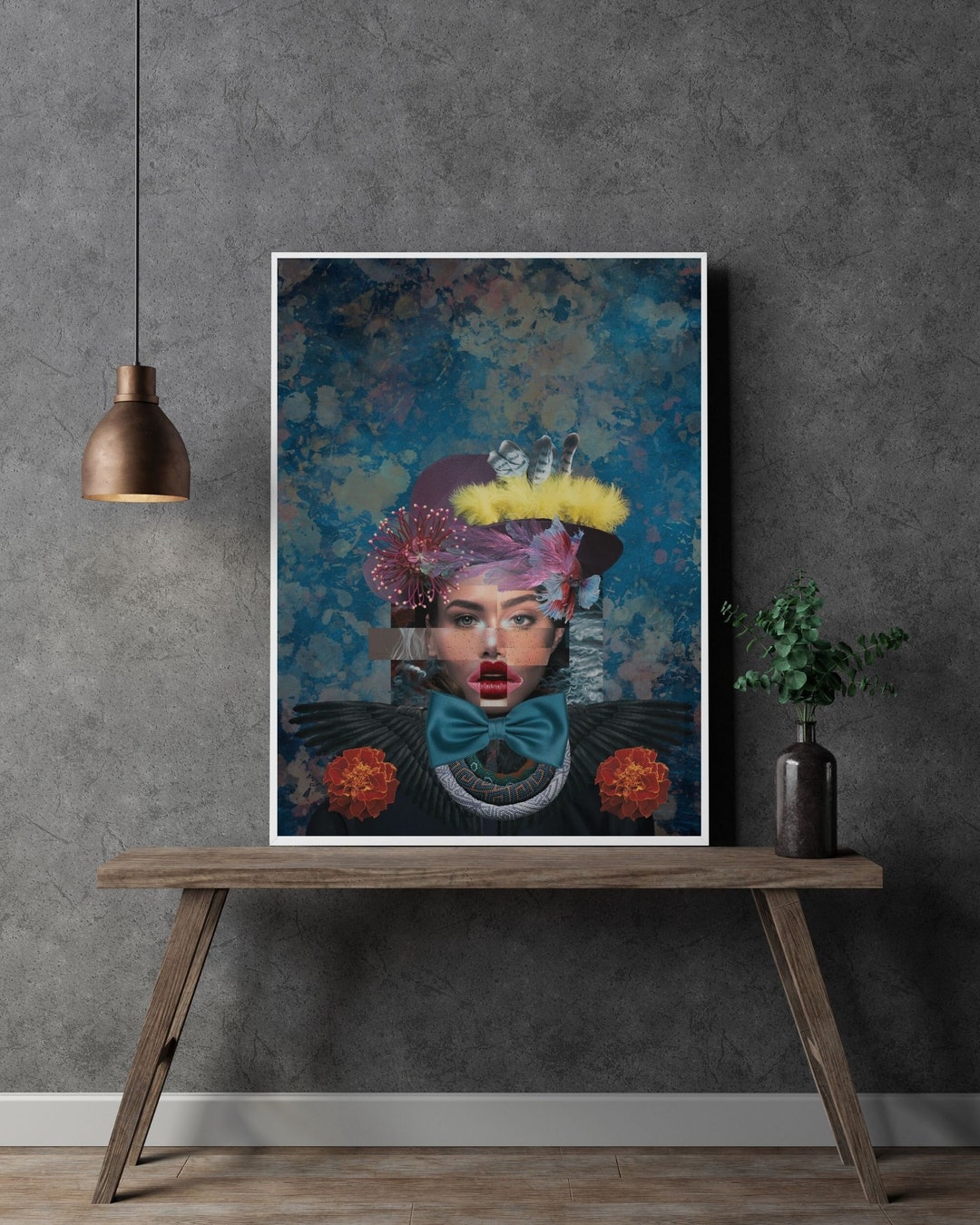 Modern Surreal Collage Portrait Detailed Multicoloured Wall Art ...