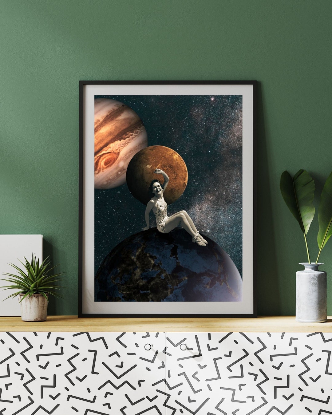 Retro Surreal Digital Collage Wall Art, Digital Download Universe ...