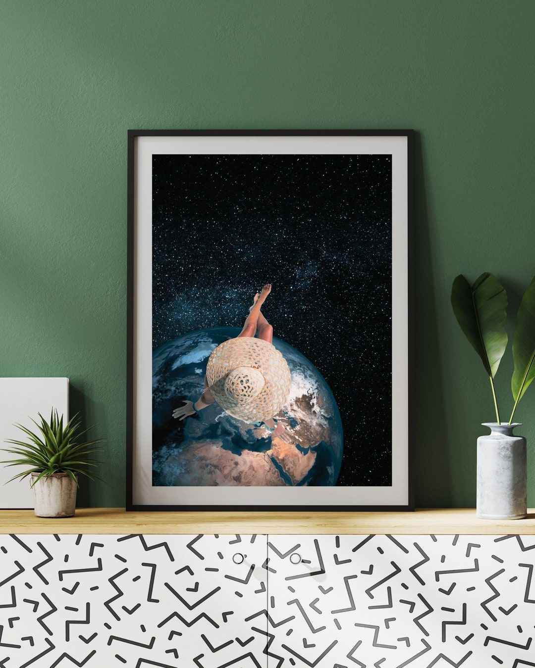 Planet Earth Surreal Digital Download Print, Sky at Night Collage Decor ...