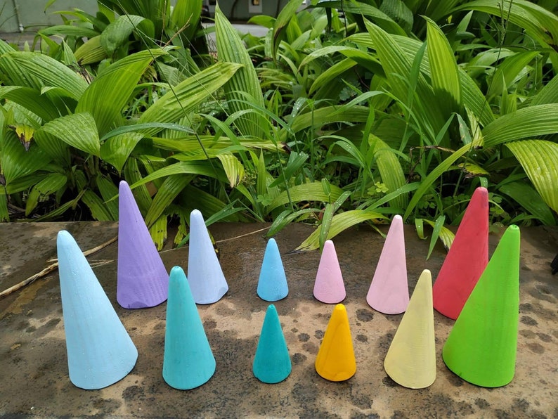 Wooden cones colored cones rainbow cones pastel cones | Etsy