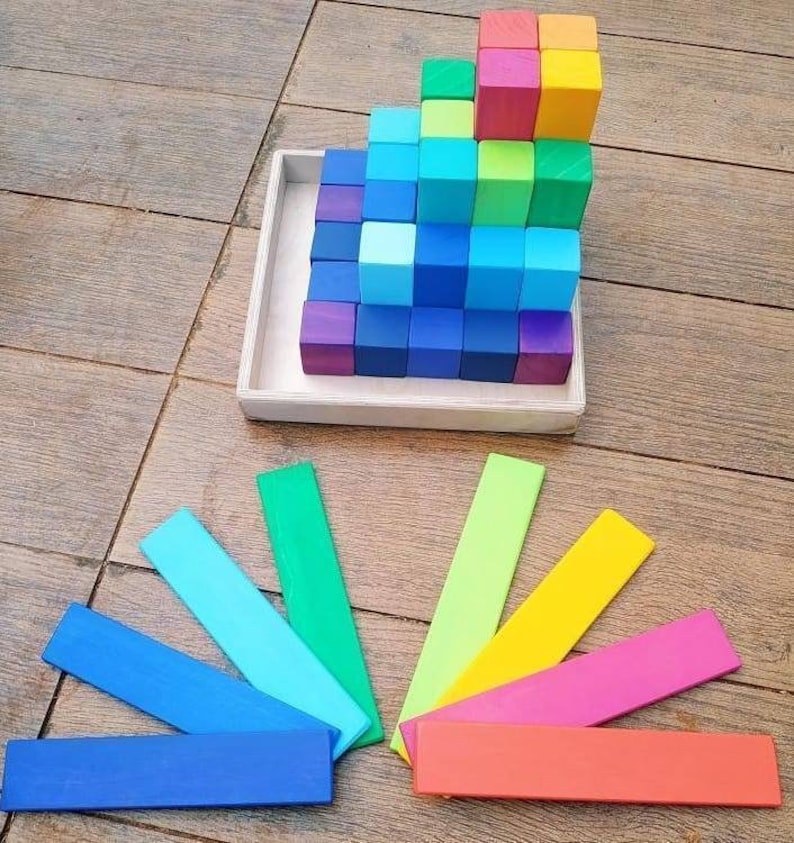 Quarter Stepped Pyramid Blocks Building Blocks Rainbow - Etsy