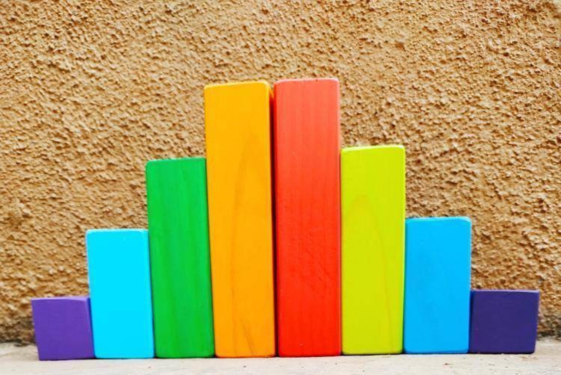 Quarter Stepped Pyramid Blocks Building Blocks Rainbow - Etsy