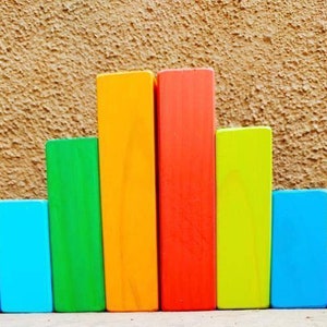 Quarter Stepped Pyramid Blocks, Building Blocks, Rainbow Colored Blocks ...