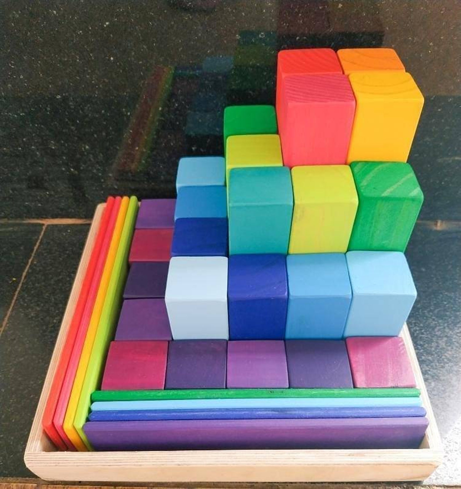 Quarter Stepped Pyramid Blocks Building Blocks Rainbow - Etsy