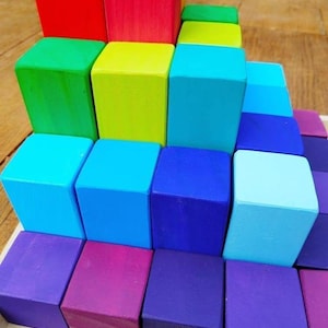 Quarter Stepped Pyramid Blocks, Building Blocks, Rainbow Colored Blocks ...
