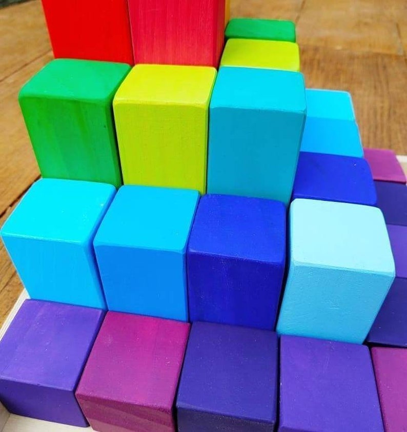 Quarter Stepped Pyramid Blocks Building Blocks Rainbow - Etsy