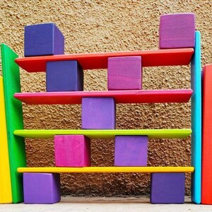 Quarter Stepped Pyramid Blocks, Building Blocks, Rainbow Colored Blocks ...