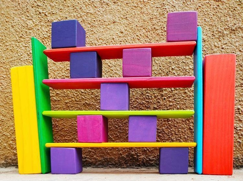 Quarter Stepped Pyramid Blocks Building Blocks Rainbow - Etsy
