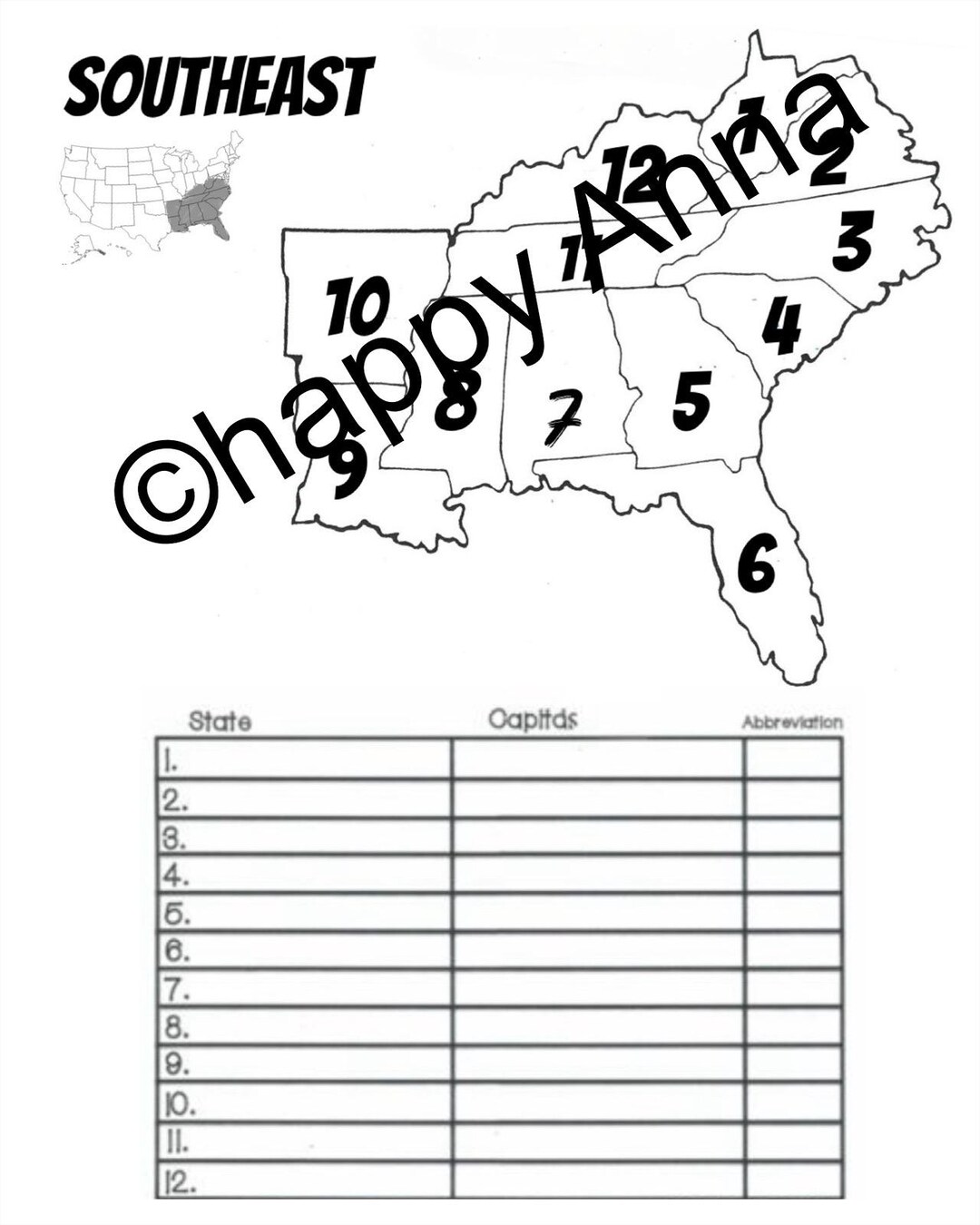 50 States and Capitals 8 Region Worksheets (answer Key Included) 16 ...