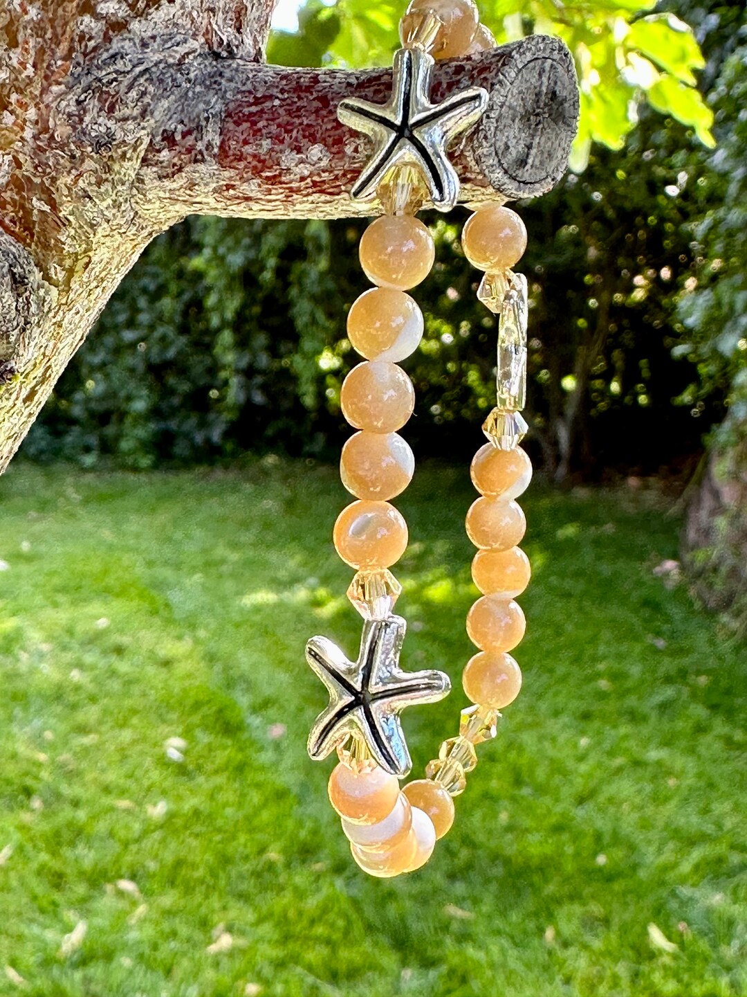 Horseshoe Snail Shell Bead Bracelet With Silver Starfish - Etsy