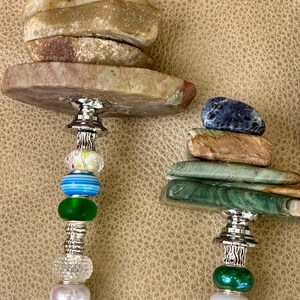 Zen Rock Glass Beaded Garden Stake, Jeweled Garden Stake, Garden Sun ...