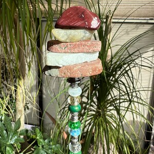 Zen Rock Glass Beaded Garden Stake, Jeweled Garden Stake, Garden Sun ...