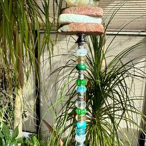 Zen Rock Glass Beaded Garden Stake, Jeweled Garden Stake, Garden Sun ...