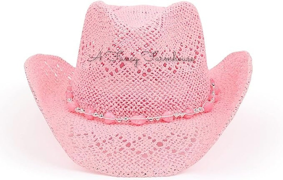 Pink Cowgirl Hat Straw Hat Festivals Rodeo Western Cowboy - Etsy