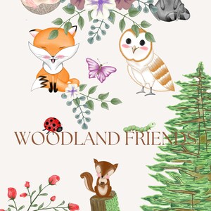Fox, Racoon, Owl, Squirrel, Hedgehog, Kids Woodland Animals Clipart ...