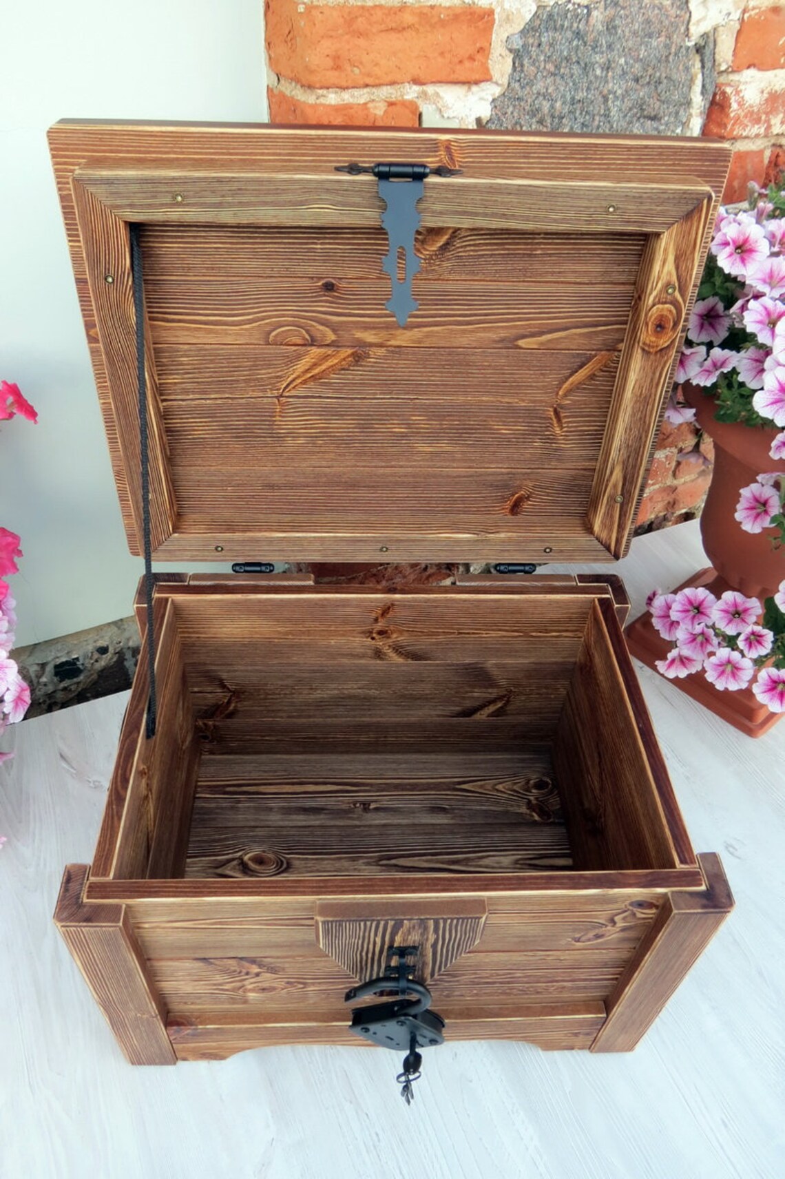 Brown Rustic Wood Chest Hunters Box Pirate Box Wood Chest With | Etsy