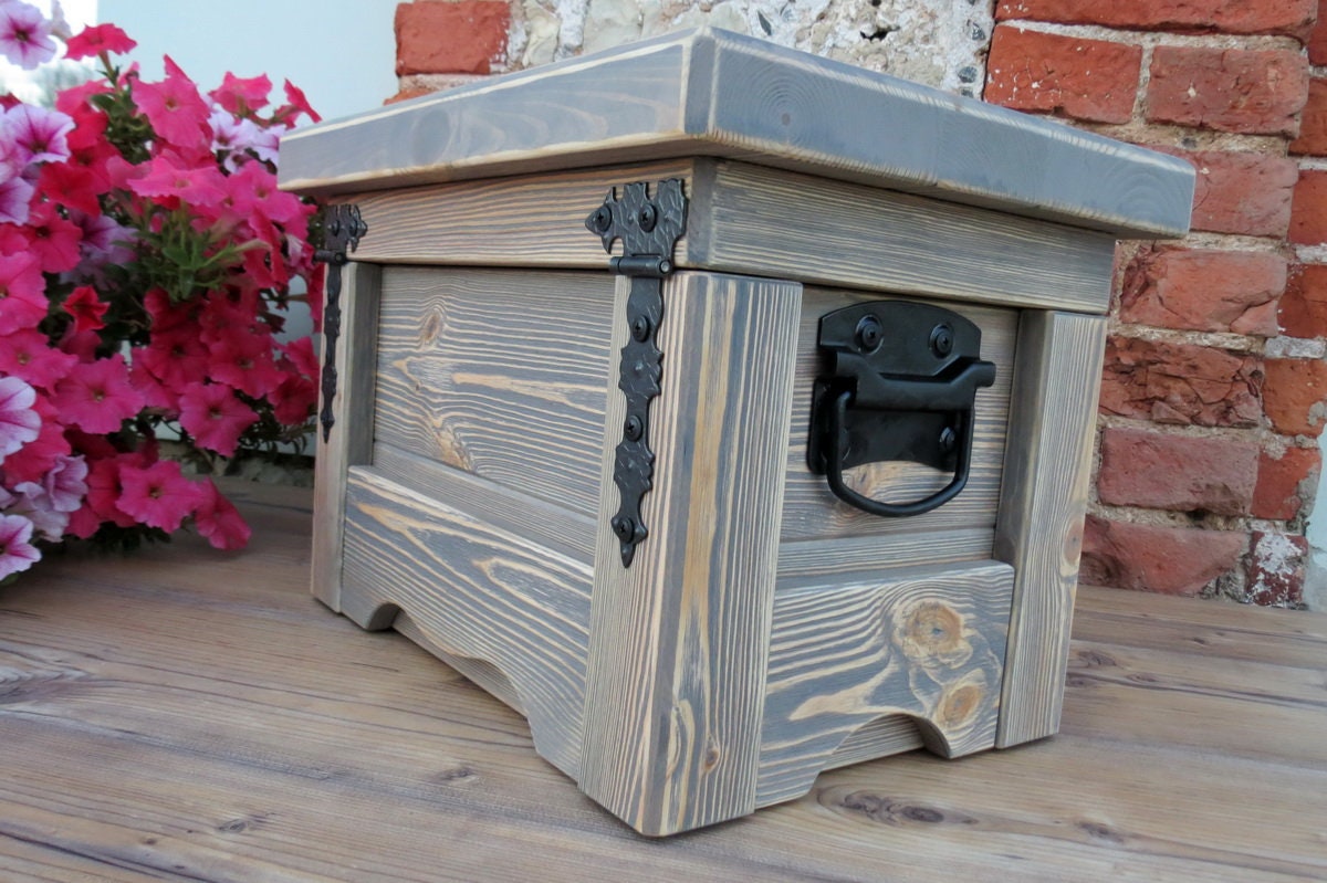 Wood box handmade Treasure chest box Small lockable box Rustic | Etsy