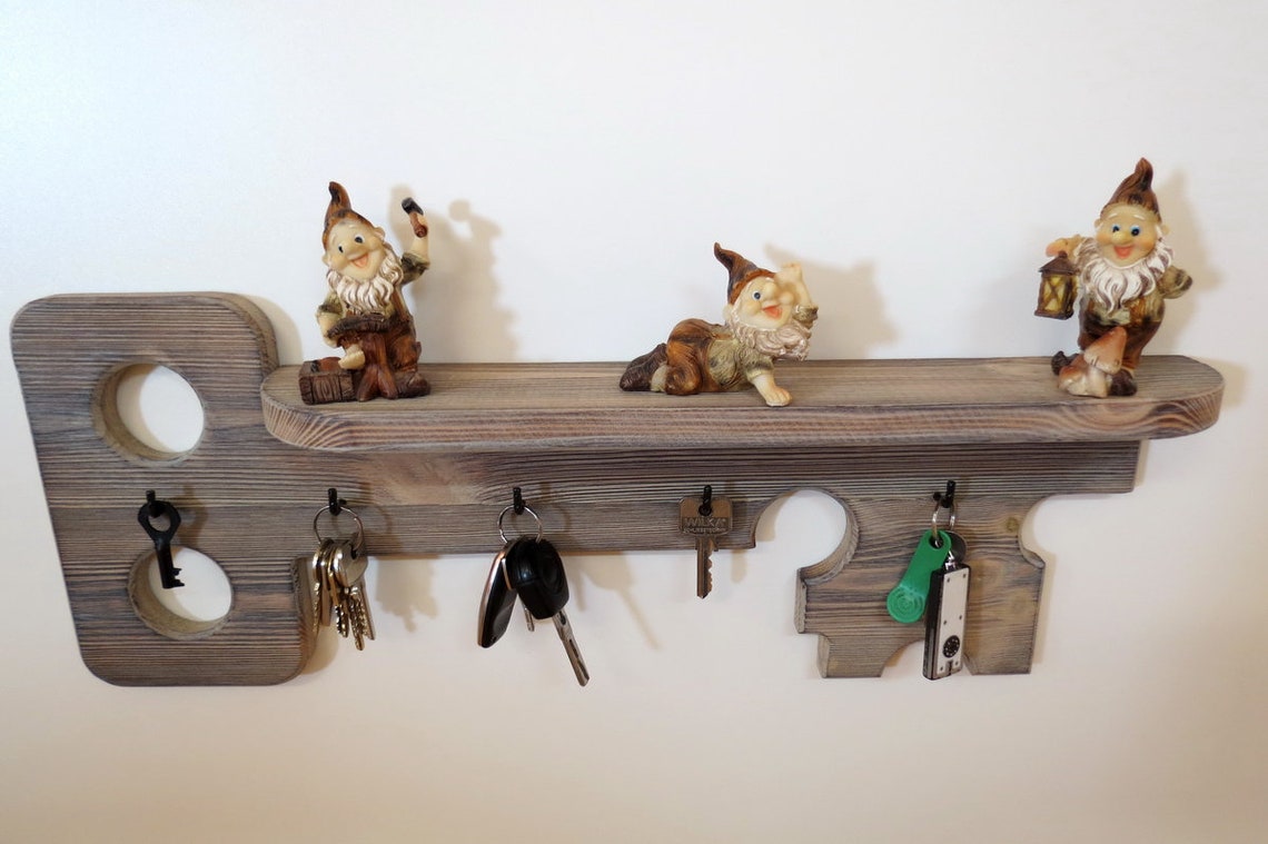 Rustic Wood Key Shelf Wood Key Hook Key Holder Rustic Key Shelf Wood ...