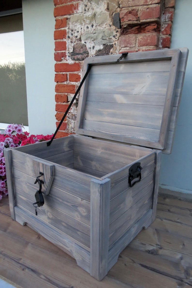 Large Rustic Wood Chest Farmhouse Decor Rustic Country Treasure Chest ...