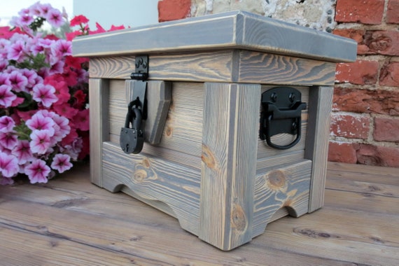 Wood box handmade Treasure chest box Small lockable box Rustic | Etsy
