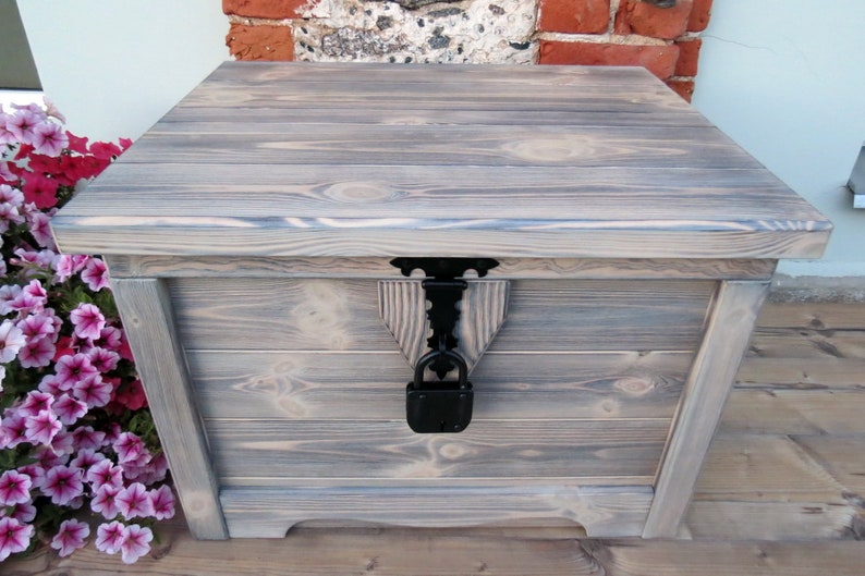 Large Rustic Wood Chest Farmhouse Decor Rustic Country Treasure Chest ...