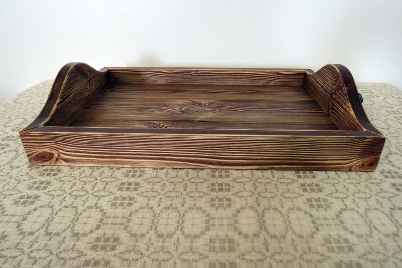 Coffee Table Tray Rustic Wood Tray Tray With Handles Solid Wood Tray ...
