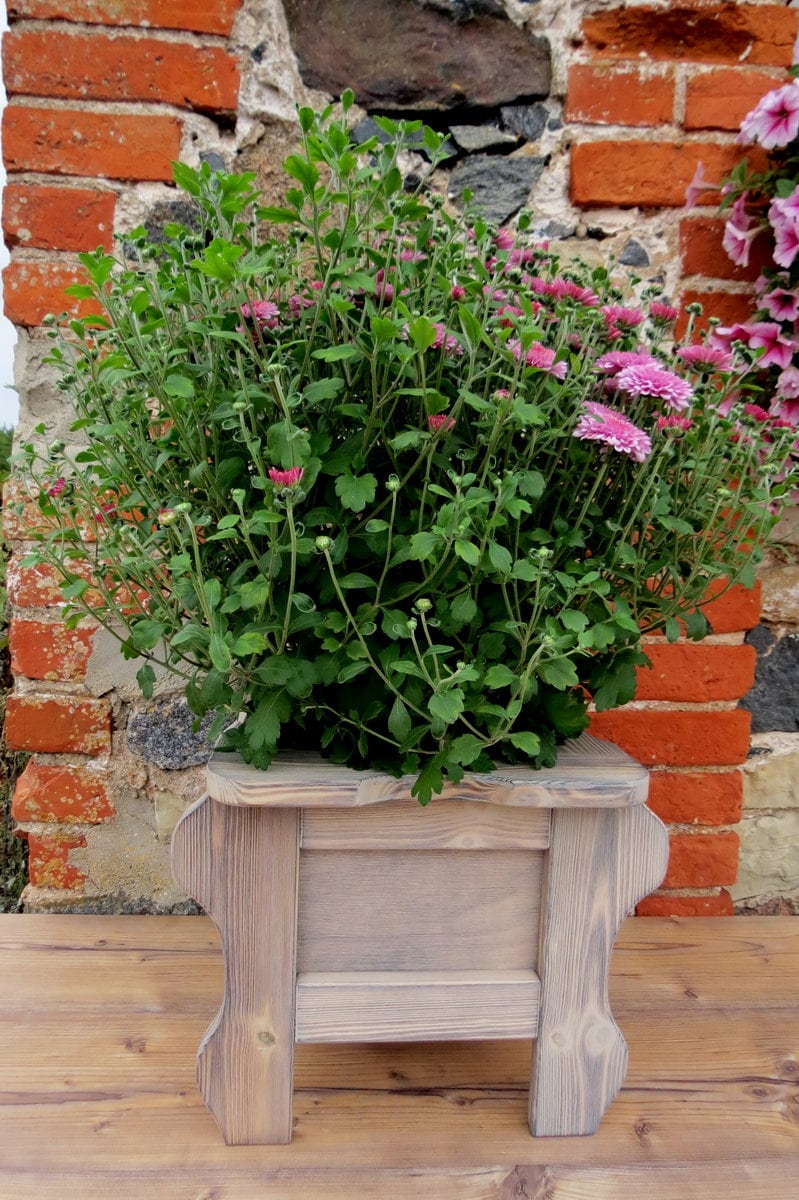 Rustic Wood Flower Pot Indoor Stand Farmhouse Gray Solid Pine | Etsy