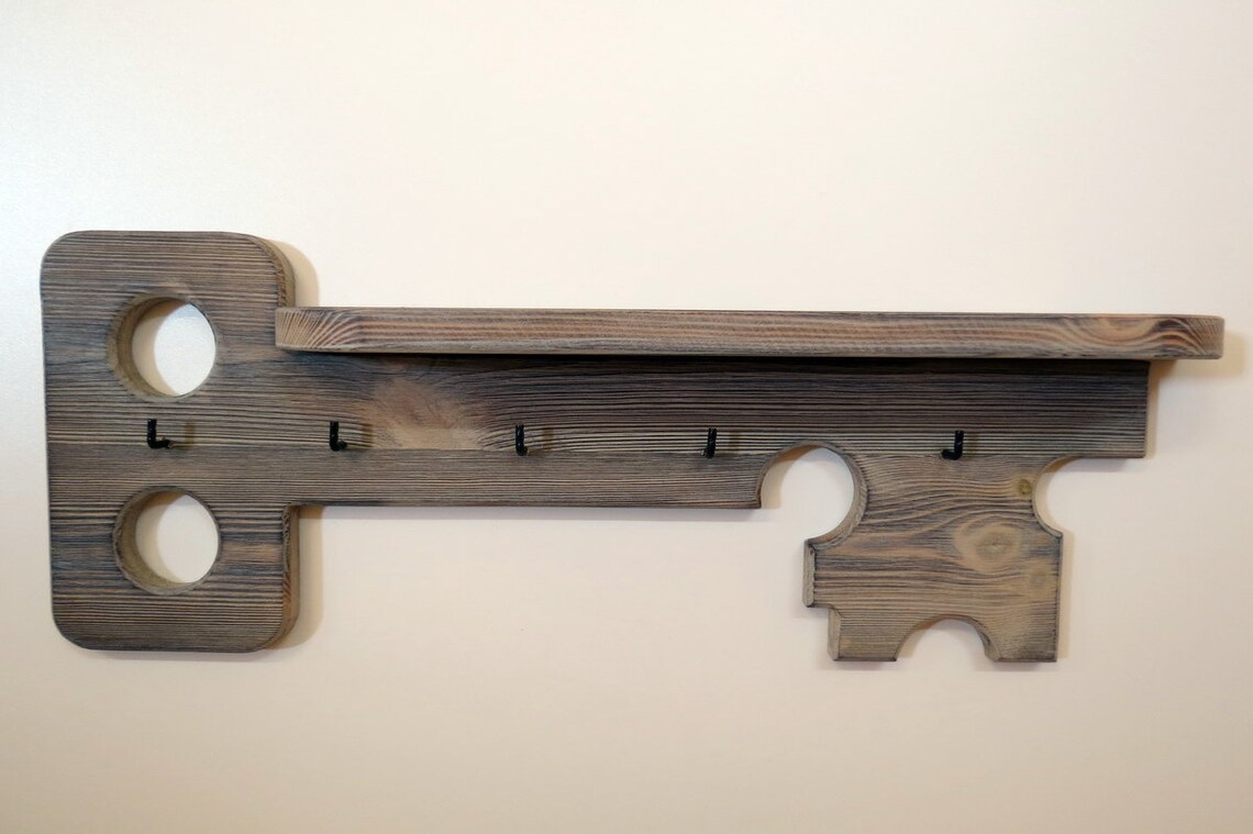 Rustic Wood Key Shelf Wood Key Hook Key Holder Rustic Key Shelf Wood ...