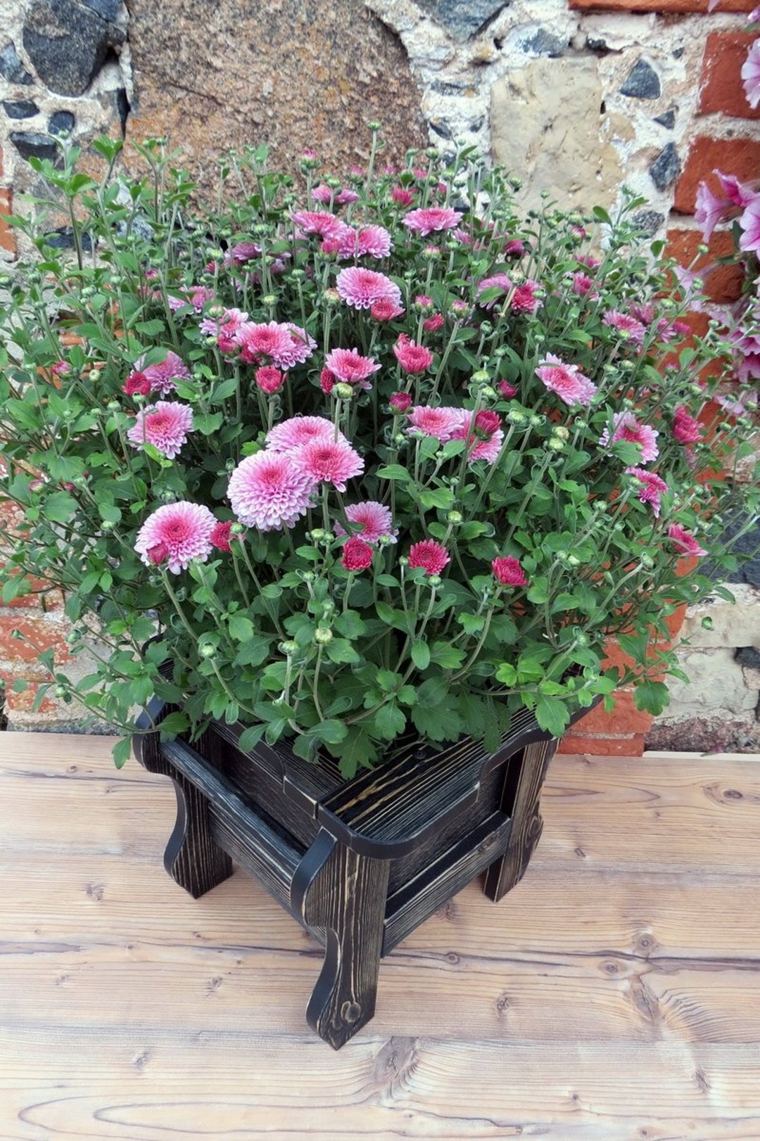 Handmade Office Decor Rustic Wood Flower Pot Indoor Stand Farmhouse ...