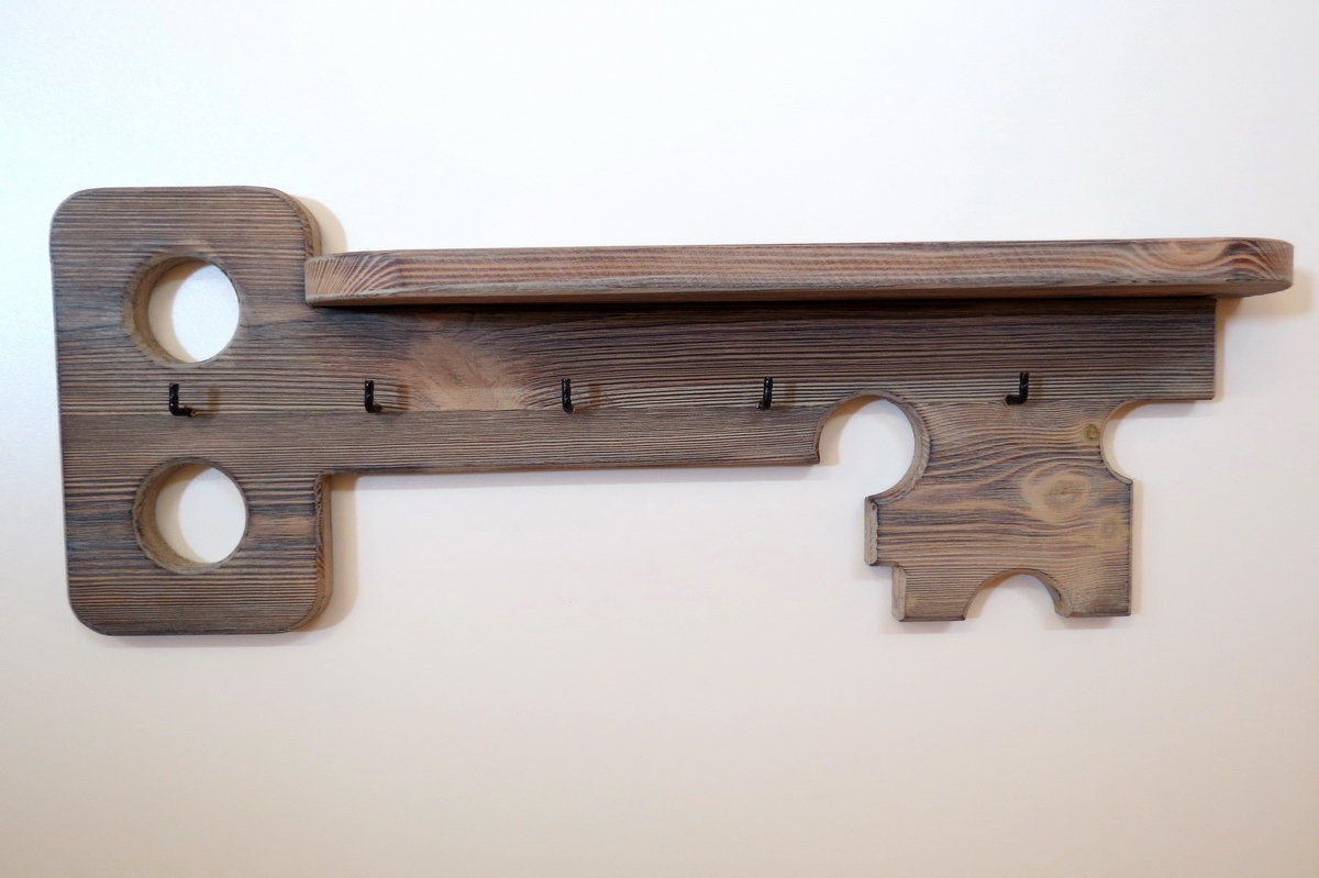 Rustic Wood Key Shelf Wood Key Hook Key Holder Rustic Key Shelf Wood ...