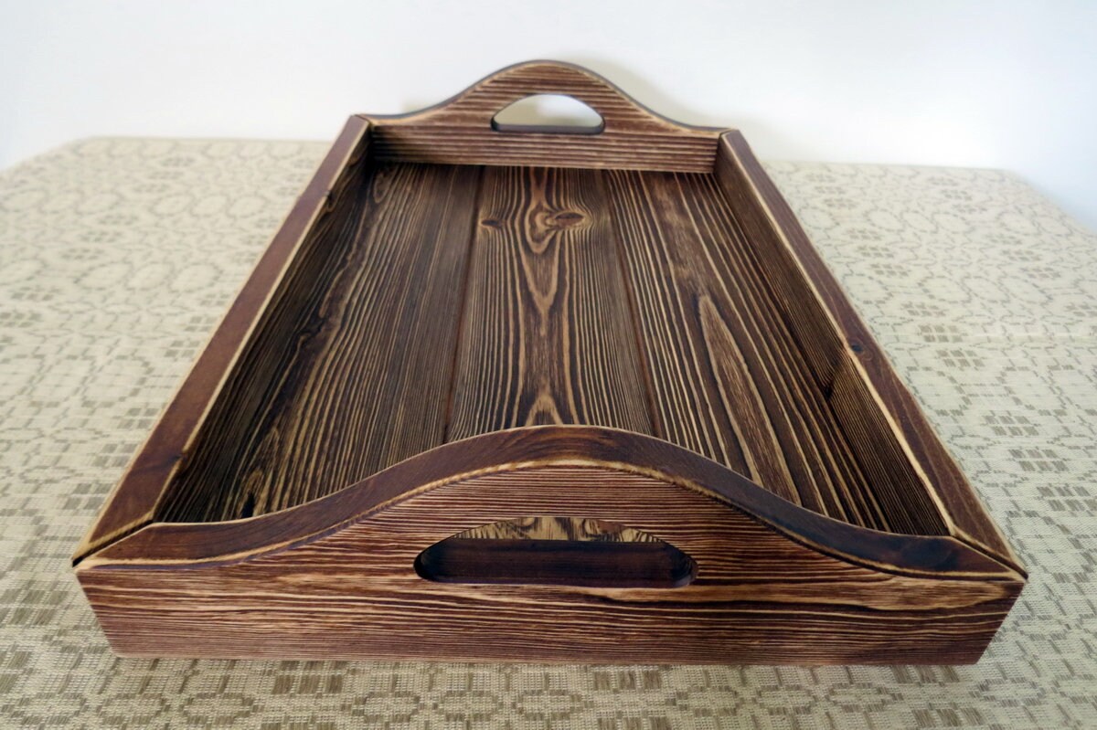 Rustic Wood Tray Weathered Wood Tray Farmhouse Wood Tray Table Tray ...