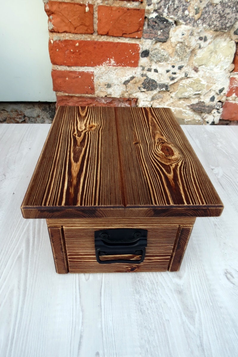 Brown Rustic Wood Box Farmhouse Kitchen Box Boho Boxes Recipe Box ...