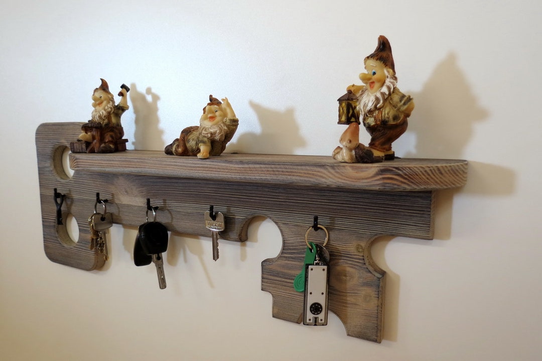 Rustic Wood Key Shelf Wood Key Hook Key Holder Rustic Key Shelf Wood ...