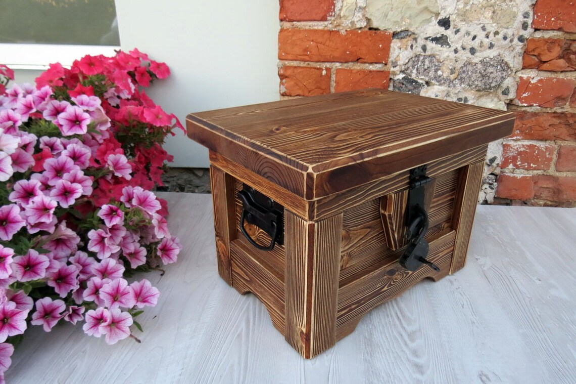 Treasure Chest Box Rustic Wood Chest Small Lockable Box Toy | Etsy