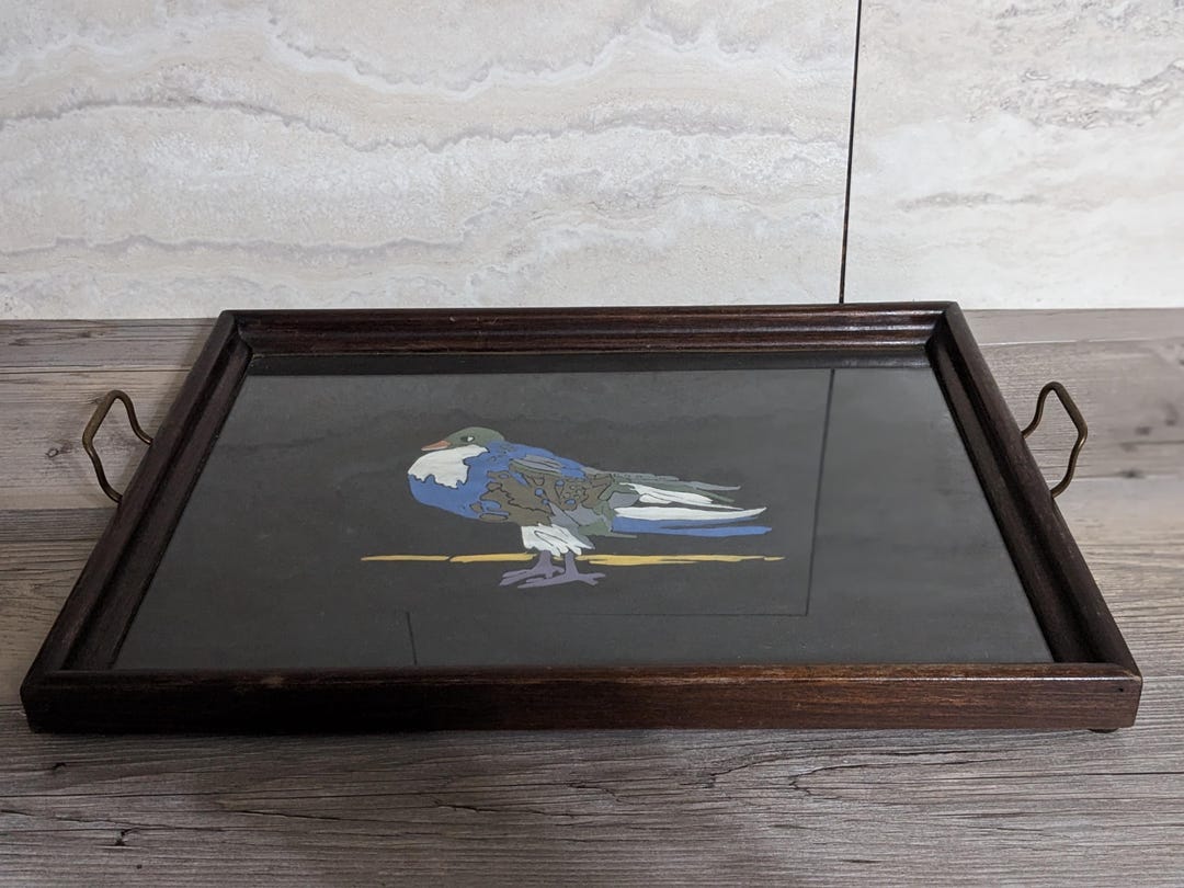 Vintage Serving Tray With Painted Bird From Vigrans Ladies Shop - Etsy