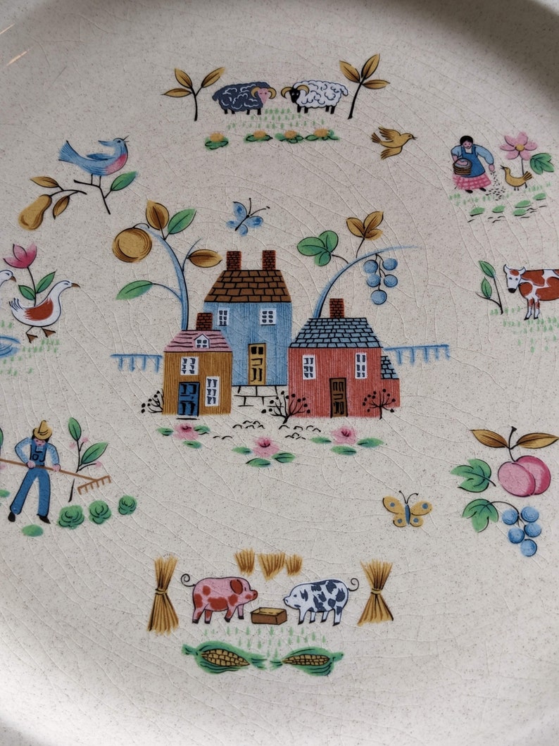 Vintage International Heartland Farmer Scene Dishes - Etsy