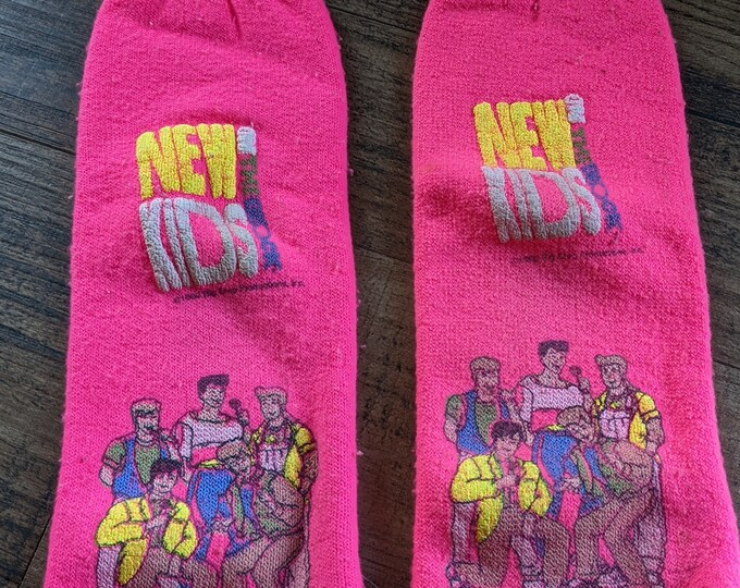 NKOTB New Kids on the Block Slipper Socks in Pink - Etsy