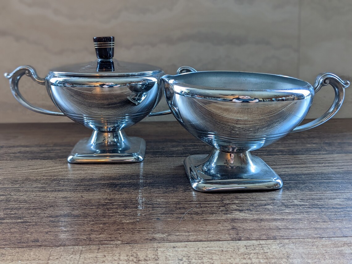 Vintage Keystoneware Chrome Plated Creamer and Sugar - Etsy