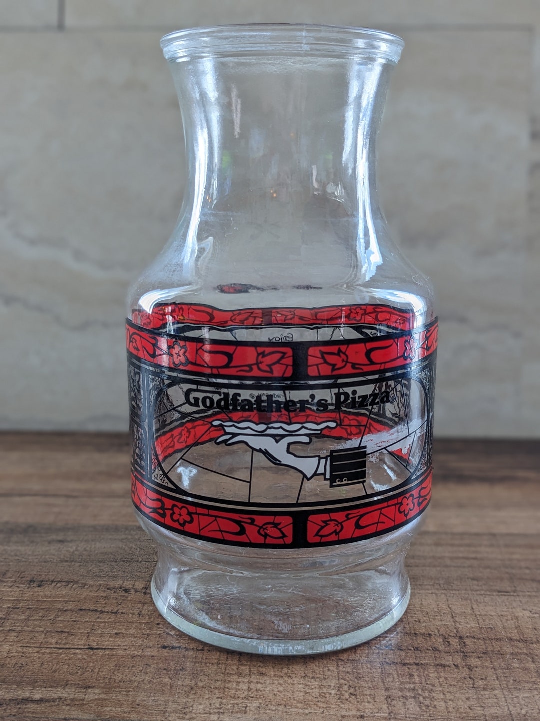 Vintage Godfather's Pizza Glass Pitcher - Etsy