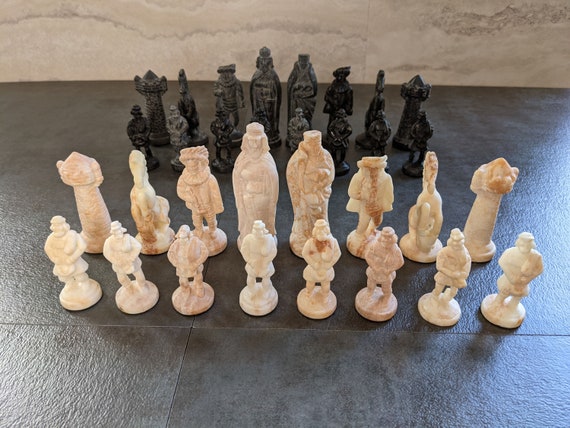 Vintage Soapstone Hand Carved Medieval Style Chess Set - Etsy