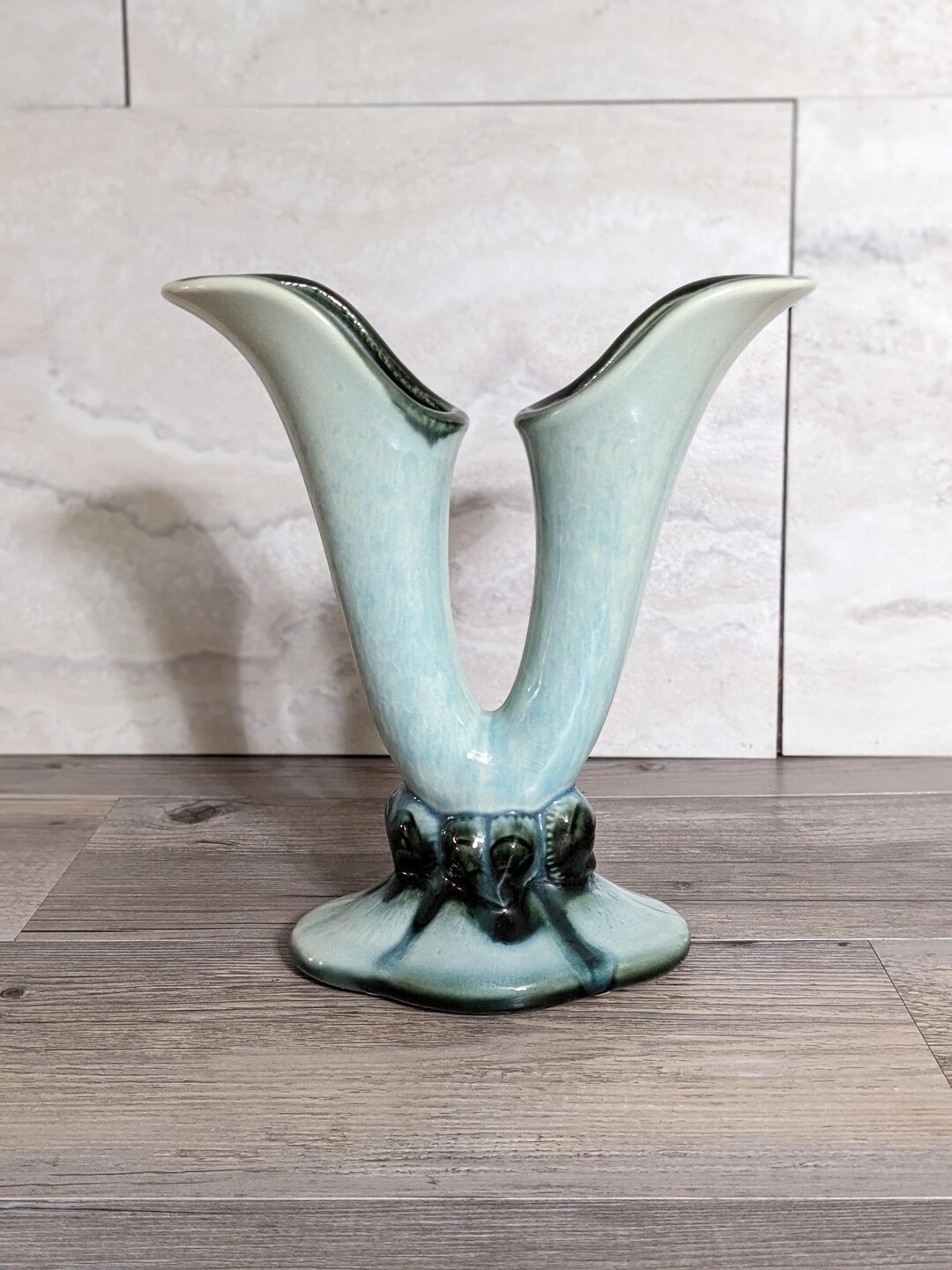 Vintage Hull Double Cornucopia Tulip Mint and Forest Green Vase - Etsy