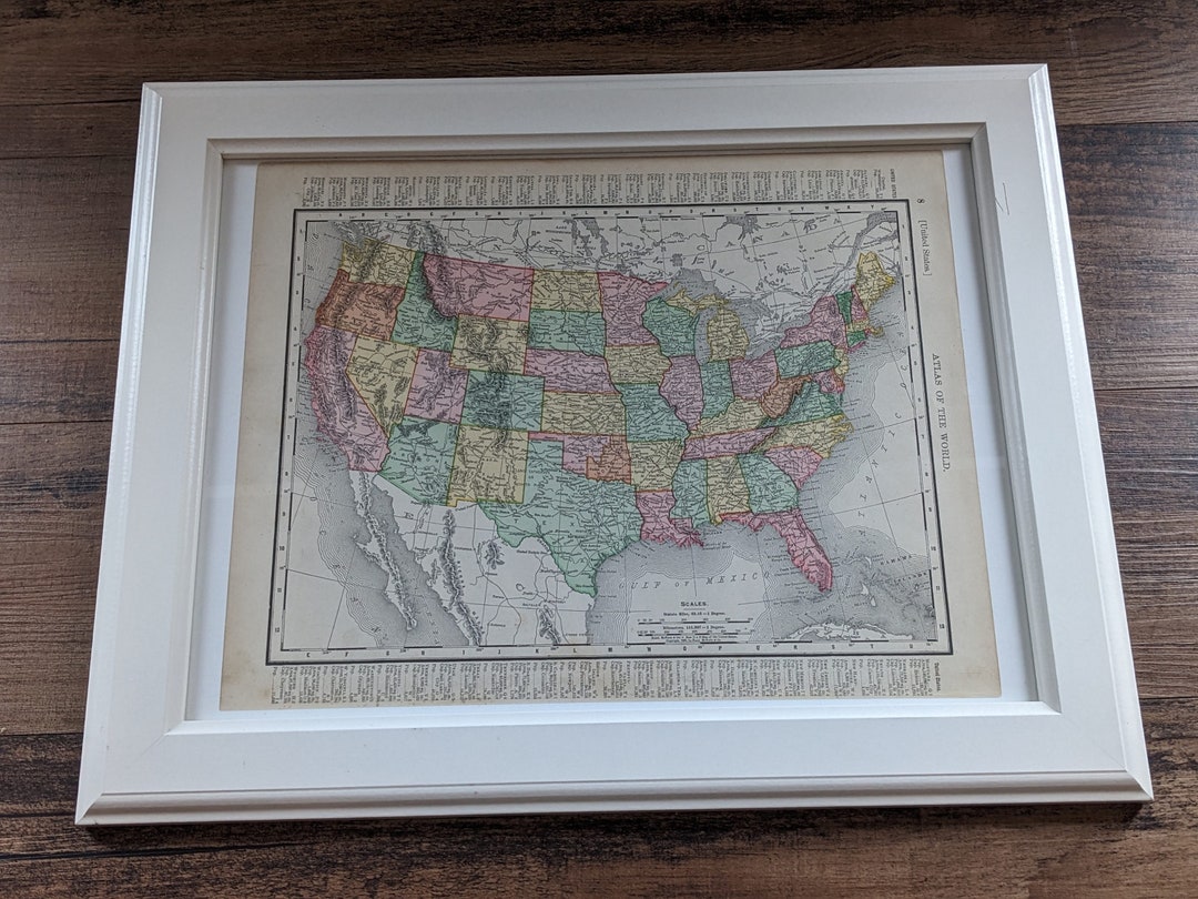 1895 Rand Mcnally United States of America Atlas Framed - Etsy