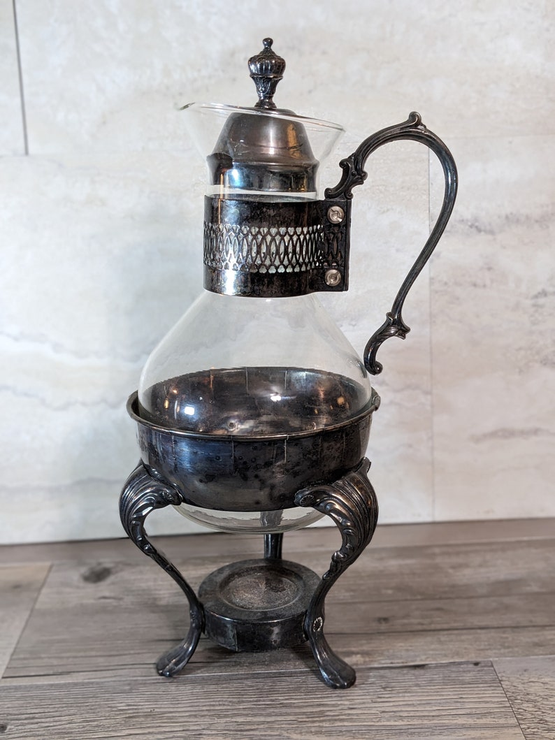 Vintage Silver Coffee / Tea Carafe With Warming Stand - Etsy