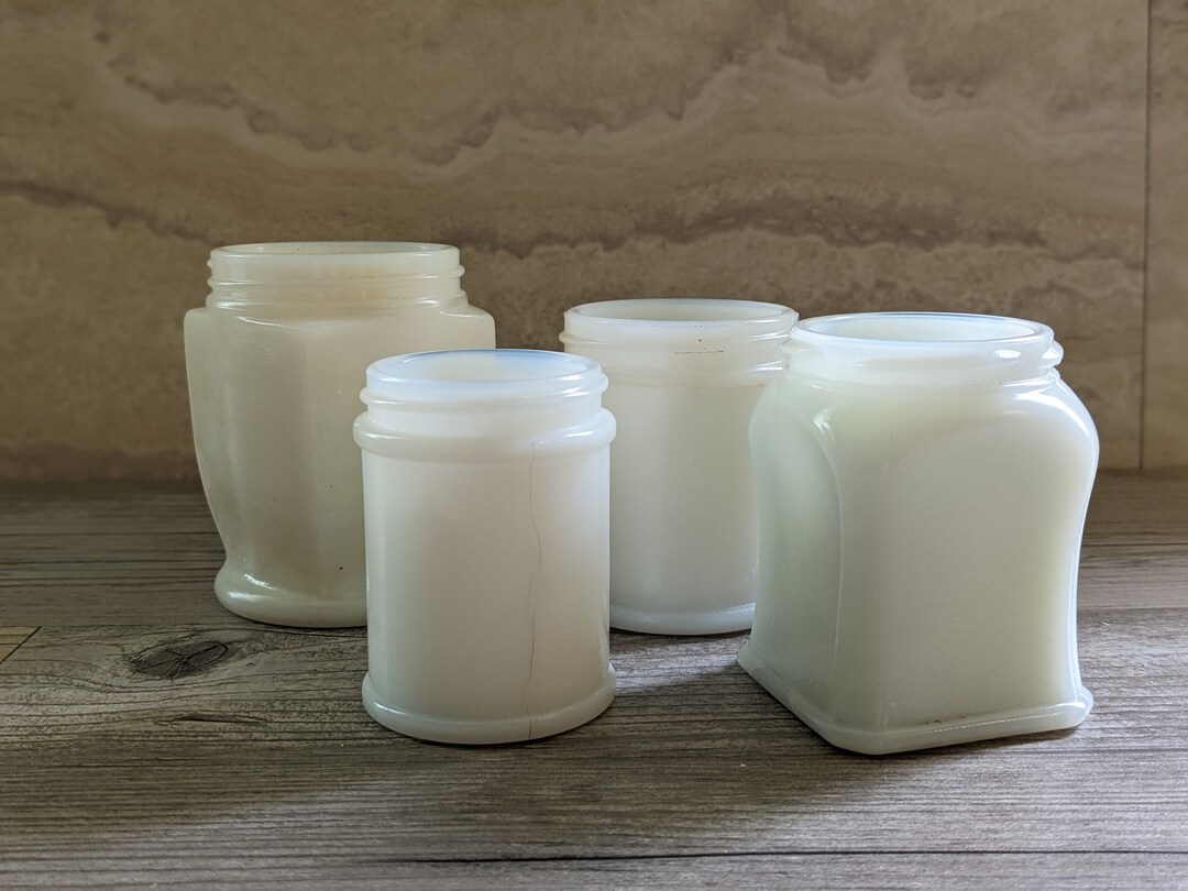 Set of 4 Vintage Cold Cream Milk Glass Jars - Etsy