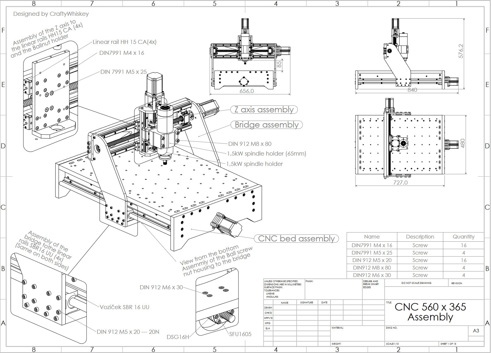 DIY CNC Milling Machine 3D Model Files, .dxf, .STEP, Electrical Plans ...
