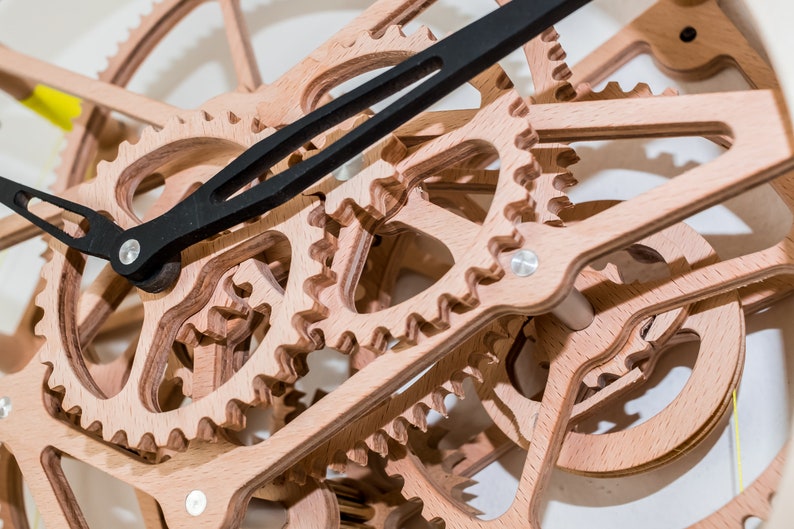 Wooden Mechanical Gear Clock CNC File: Laser Cut DXF Plan - Etsy