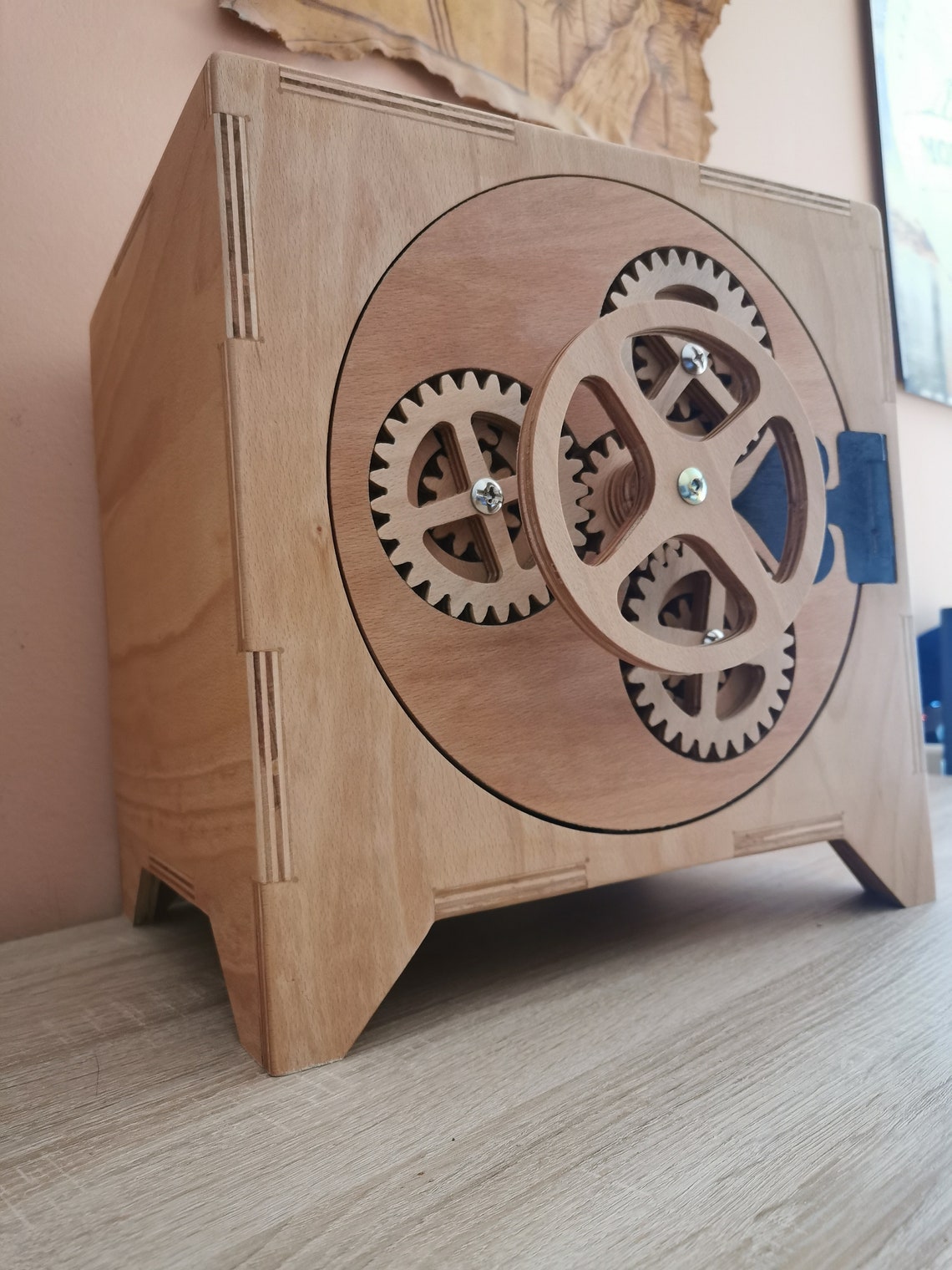 Buy Cnc Files Unique Wooden Storage Box With a Working Gear Lock Online ...