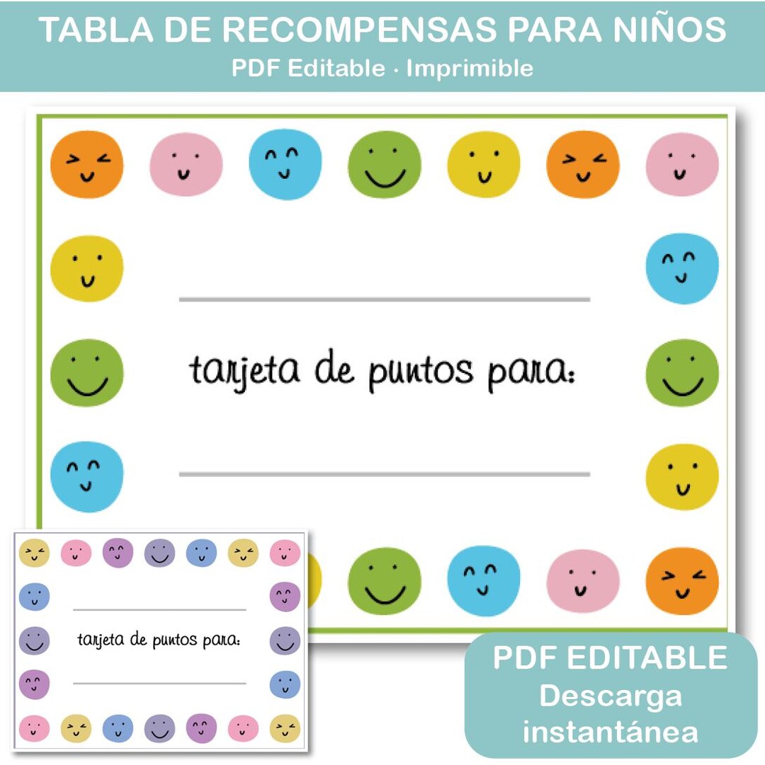 Kids Reward Punch Cards Printable | Spanish Reward Chart for Kids ...