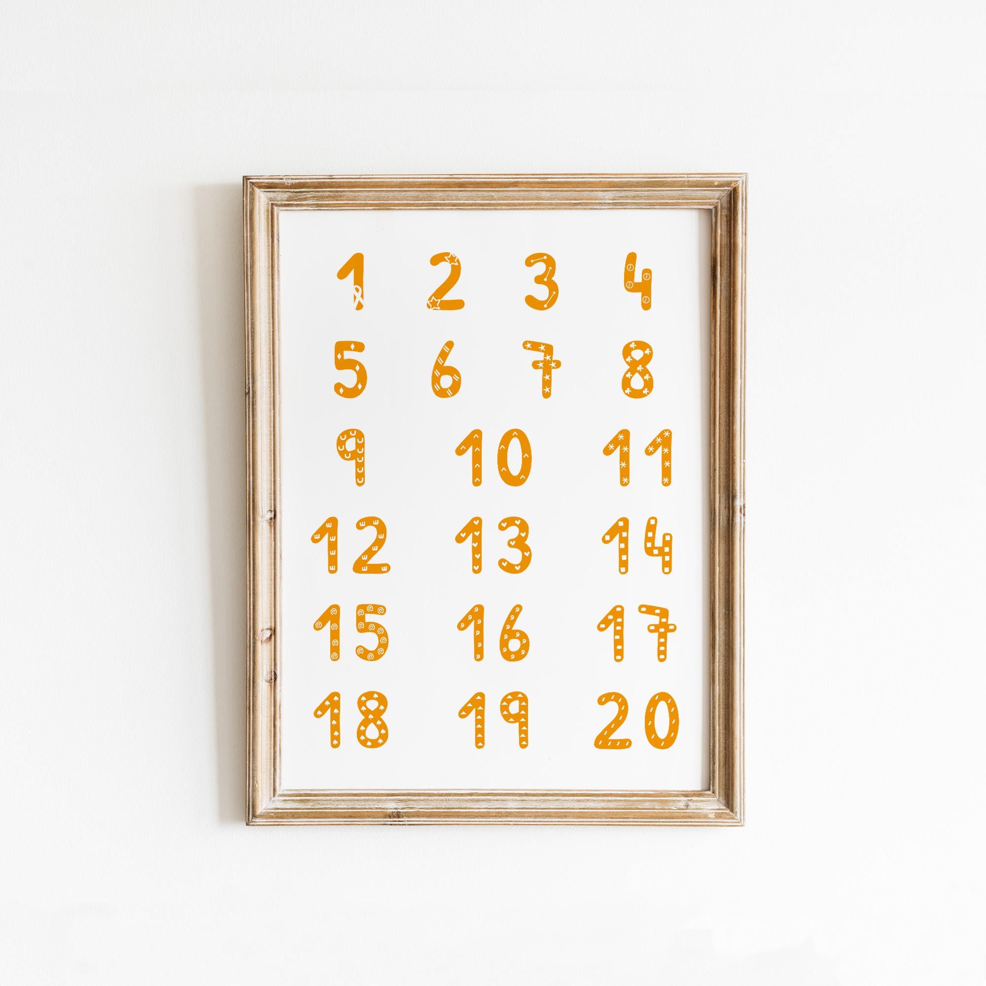 Numbers 1–20 Wall Art Printable | Kids Room Decor | Nursery Numbers ...