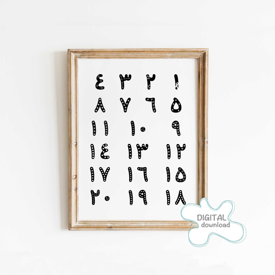 Arabic Numbers in Black • Classroom Decor Educational • Printable ...